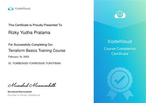 Terraform Basics Training Course Certificate Kodekloud