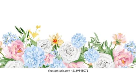 수채화 꽃 테두리 프레임 아름다운 꽃들은 스톡 일러스트 2169548069 Shutterstock