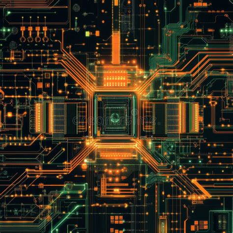 Futuristic Circuit Board With Glowing Lines And Complex Patterns Stock Image Image Of Design