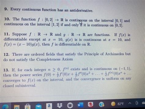 solved 9 every continuous function has an antiderivative