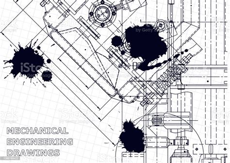 計算機輔助設計系統技術插圖 背景機械工程圖紙向量圖形及更多computer Aided Design圖片 Computer Aided