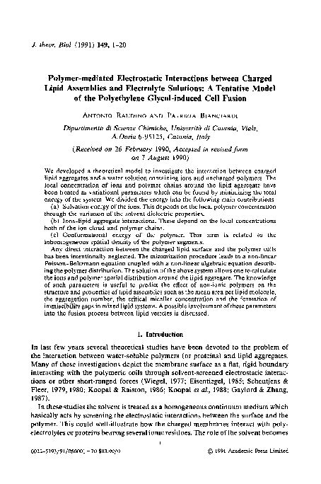 Pdf Polymer Mediated Electrostatic Interactions Between Charged Lipid Assemblies And