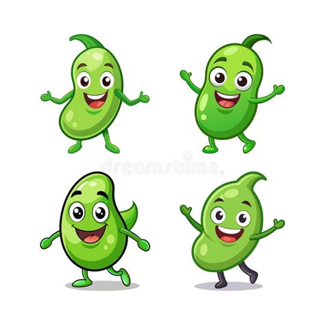 Bouncy Lima Bean Cartoon Vegetable Stock Vector Illustration Of Food