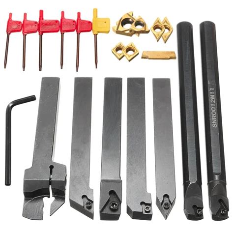 New 7pcs 12mm Shank Lathe Boring Bar Turning Tool Holder Set With