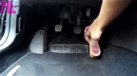 Revving Frenaticall Ford Focus In Floral Flops Then In Rose Patent Pumps Nylladys Foot Fetish