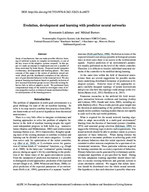 pdf evolution development and learning with predictor neural