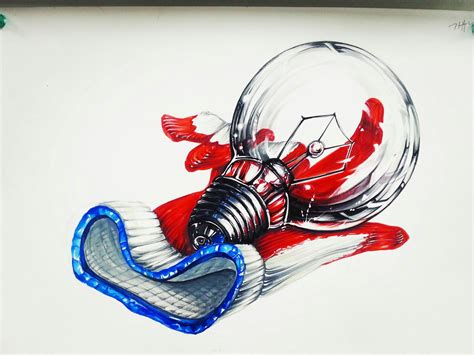 기초디자인전구 현실적인 그림 그림 예술 프로젝트