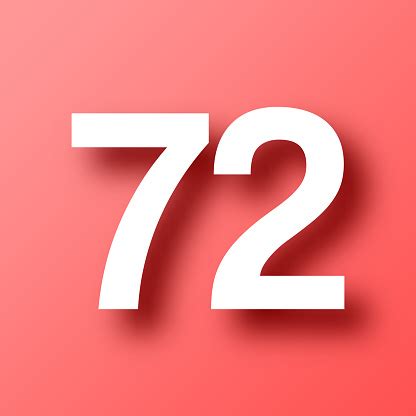 72 Number Seventytwo Icon On Red Background With Shadow Stock ...