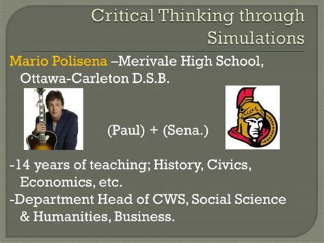 Ppt Critical Thinking Through Simulations Powerpoint Presentation