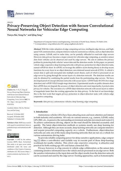 Pdf Privacy Preserving Object Detection With Secure Convolutional