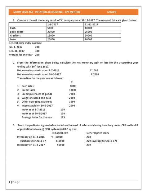 inflation accounting cpp pdf historical cost income statement