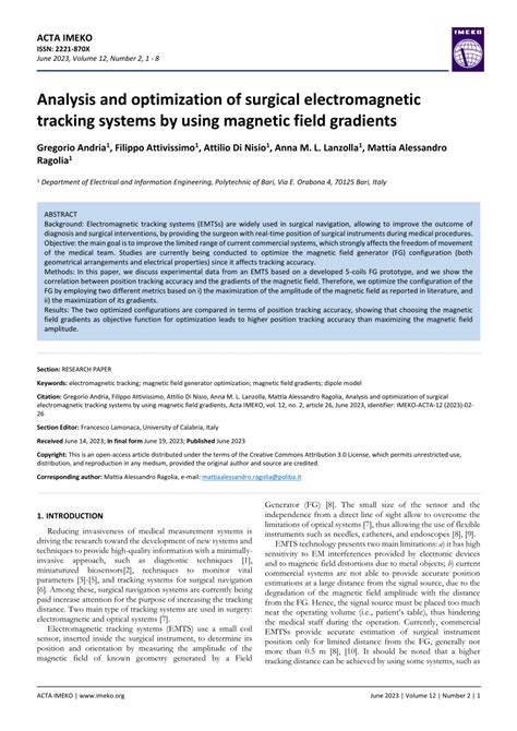 pdf analysis and optimization of surgical electromagnetic tracking