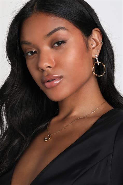 Gold Rhinestone Earrings Statement Earrings Circle Earrings Lulus