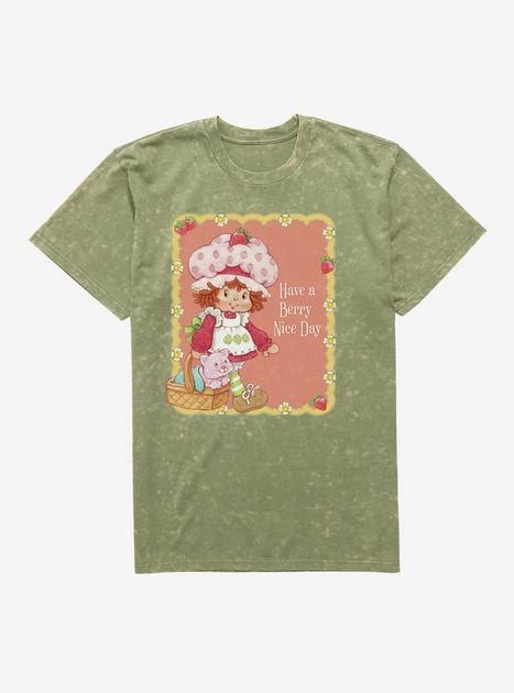 Strawberry Shortcake A Berry Nice Day Mineral Wash T Shirt Green