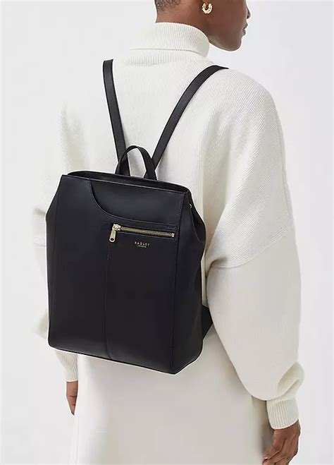 Radley London Black Pockets Icon Medium Ziptop Backpack Freemans