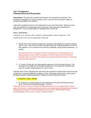 Lab Assignment Docx Lab Assignment Photosynthesis And Respiration Instructions Read The