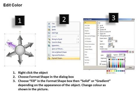 6 Diverging Branches Of Process Relative Circular Arrow Chart PowerPoint Template