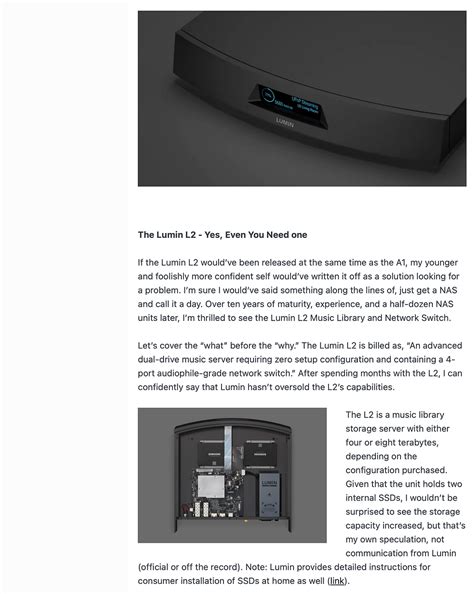 Lumin L2 Music Library And Network Switch Review Audiophile Style