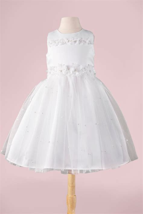 Mia White Tulle Flower Dress Formal Dresses For Weddings Flower Girl