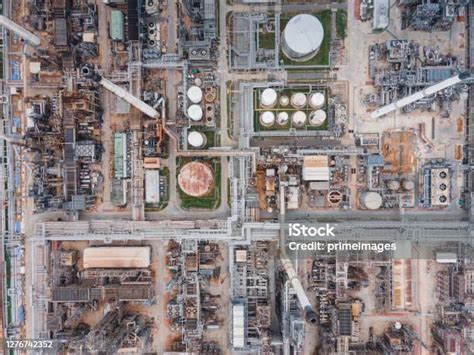 Aerial View Shot Drone Point Of View Power Plantnatural Gas Combined