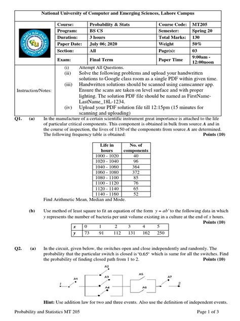 1 Prob And Stats Fast Final Term Online Paper Pdf Variance Random