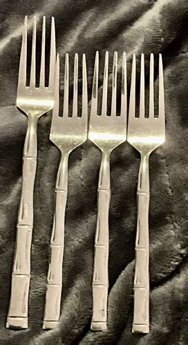 The Cellar Bamboo Stainless Flatware Japan Dinner Fork 3 Salad Forks