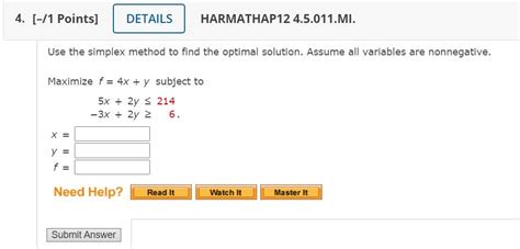 Solved Use The Simplex Method To Find The Optimal Solution Chegg