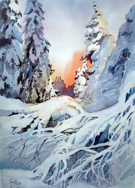 Акварельные зимние пейзажи фото и картинки зимний пейзаж акварель