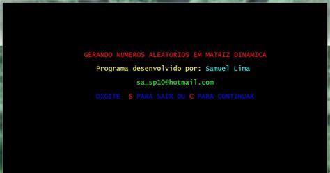 samuel lima programador c c gerando números aleatórios em matriz