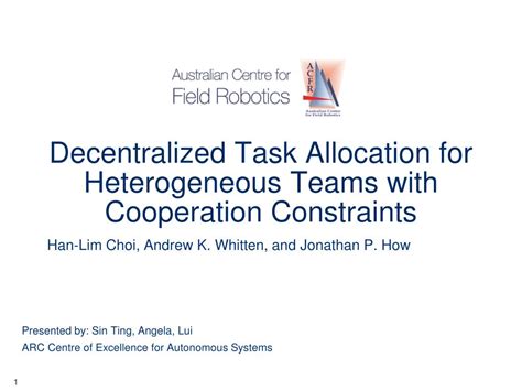 Ppt Decentralized Task Allocation For Heterogeneous Teams With Cooperation Constraints
