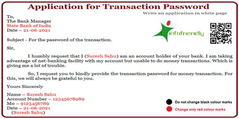 Application For Transaction Password And Information
