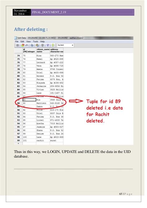 unique identification number database simulation project report