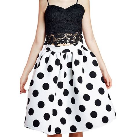 White Polka Dot Skater Skirt 44 Liked On Polyvore Featuring Skirts