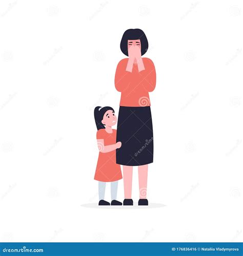 Mamá llora pequeña hija ilustración del vector Ilustración de bebé