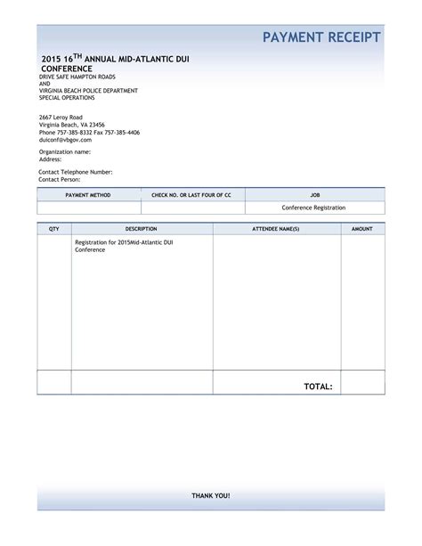 Free Printable Payment Receipt Templates [word Excel Pdf]