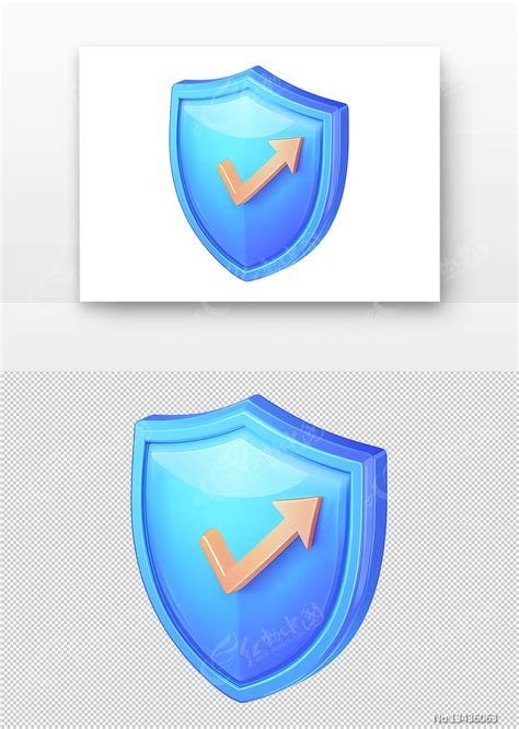 蓝色科技智能安全盾牌元素图片下载 红动中国