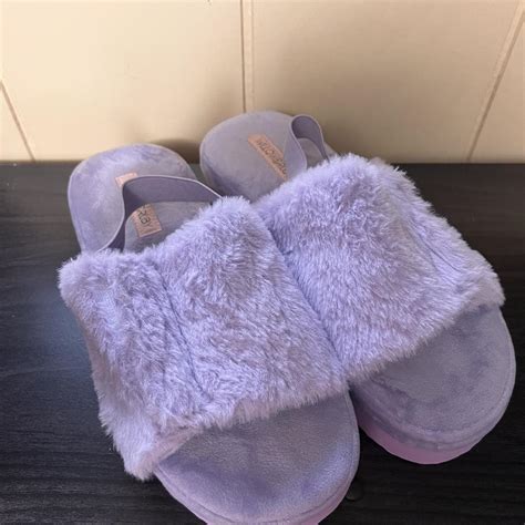 Cute Purple Slippers Worn Once To Big For Me Fits Depop