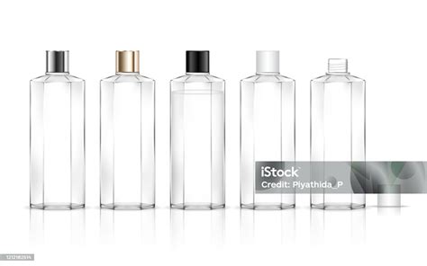화장품 투명 플라스틱 병입니다 젤 로션 크림 샴푸 목욕 거품용 액체 용기 뷰티 제품 패키지 벡터 그림입니다 라벨에 대한 스톡