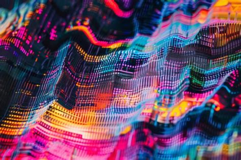 Digital Screen Showing A Vibrant Glitch Effect With Pixelated