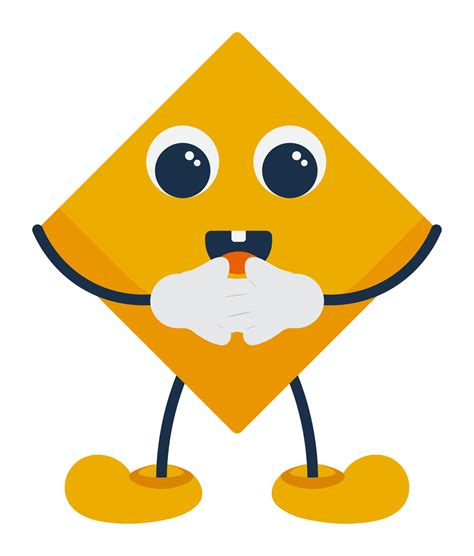 sticker style of cartoon yellow rhombus standing with hand close over