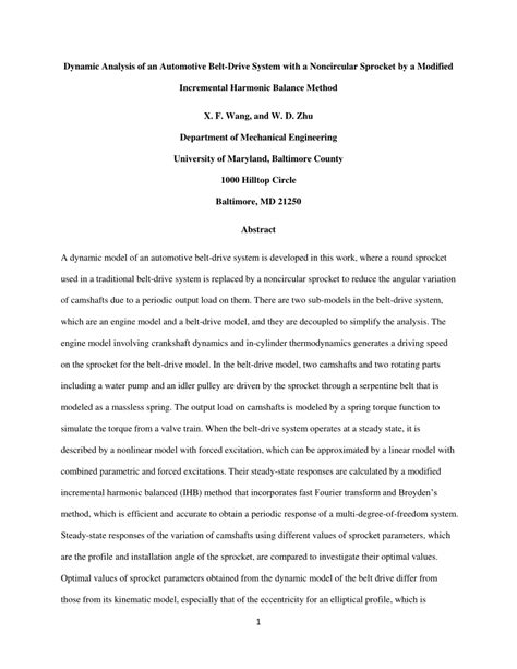 pdf dynamic analysis of an automotive belt drive system with a