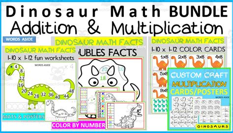 Dinosaur Math Addition Multiplication Bundle By Teach Simple