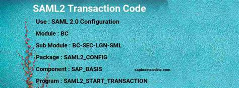 SAML2 SAP Tcode For SAML 2 0 Configuration