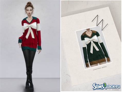 Скачать платье Christmas Series от Znsims для Симс 4