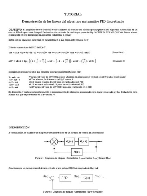 Algoritmo Pid Discreto Aplicación Para Programación Visual Basic 6 0