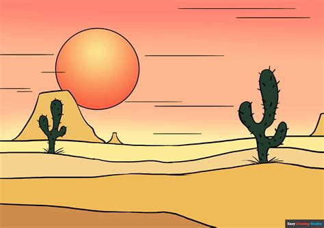 How To Draw A Desert Really Easy Drawing Tutorial