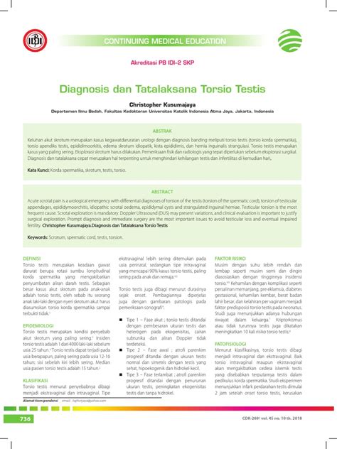 Cme Diagnosis Dan Tatalaksana Torsio Testis Pdf