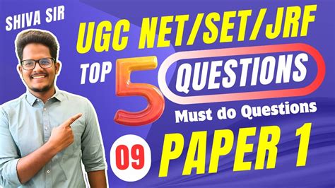 🔴ep 09 Top 5 Questions Series For Ugc Netsetjrf Paper 1 By Shiva Sir Achieversaddaugcnet