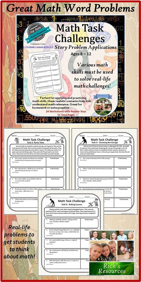 Critical Thinking Math Worksheets Multi Step Word Problems Grades 4 And 5 Math Word Problems