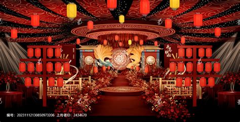 中式婚礼设计模板下载 模型设计效果图素材下的舞台设计设计模板 汇图网